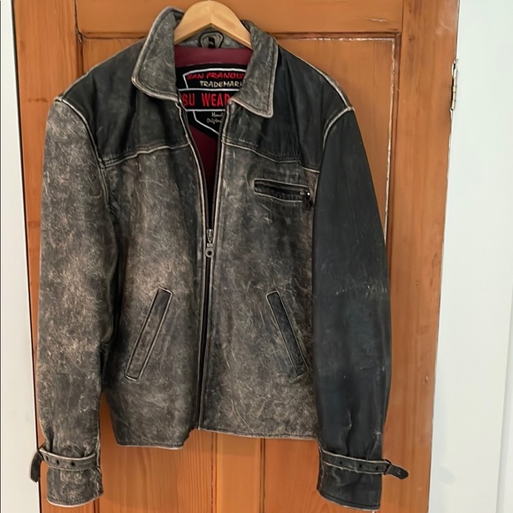 2BU Wear | Jackets & Coats | Mens Distressed Black Leather Jacket ...
